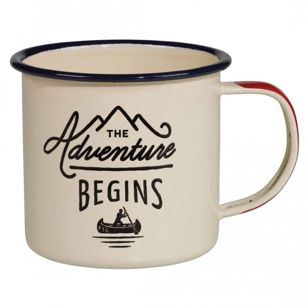 Emaille mok 'Adventure Begins' | Dé mok voor backpackers!